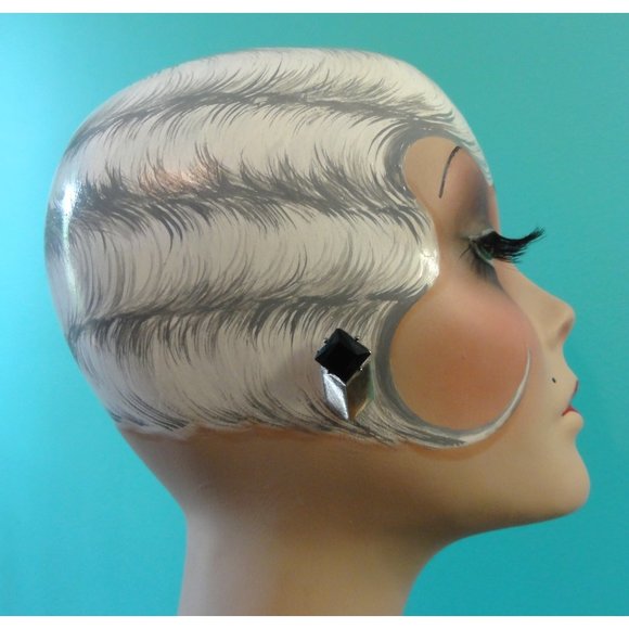 Vintage | Jewelry | Vintage Silver Earrings W Black Rhinestones ...